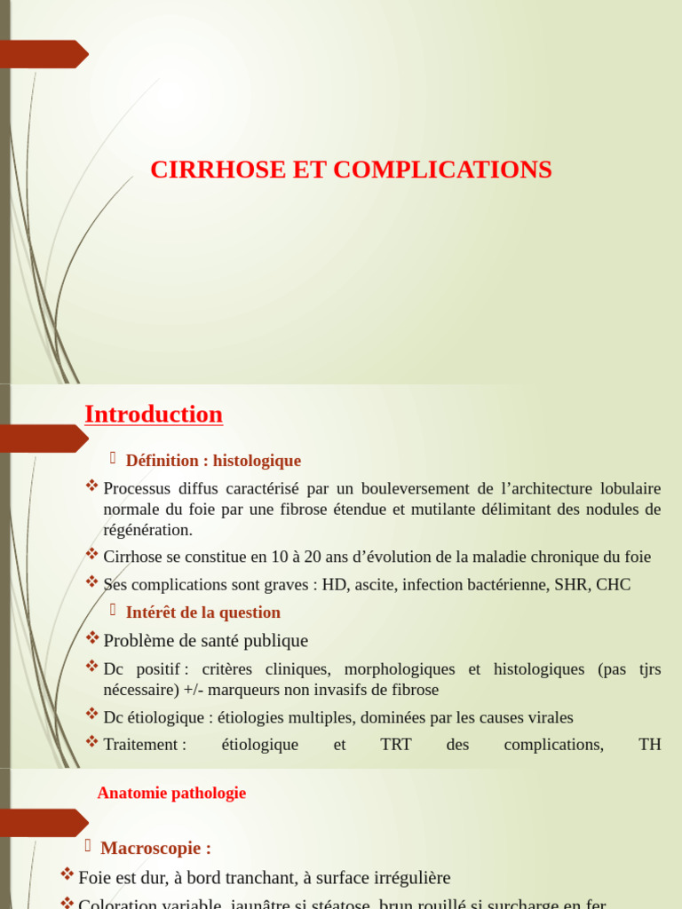 Cirrhose Et Complications | PDF | Cirrhose | Glande exocrine