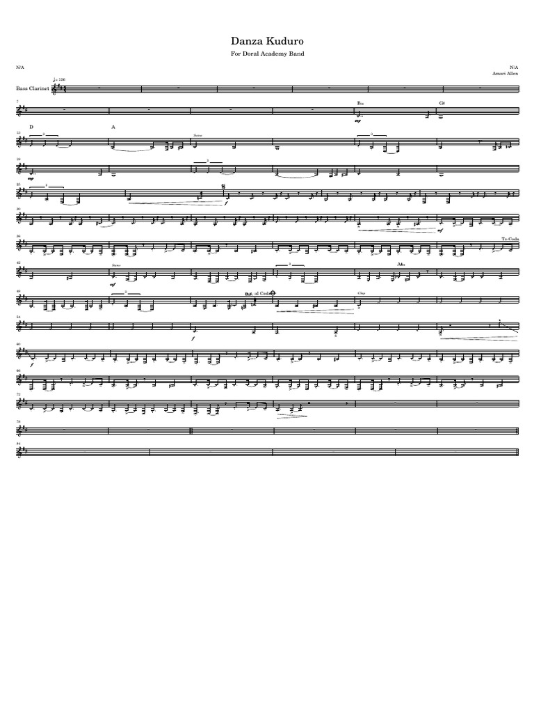 Danza Kuduro Sheet Music for Band | PDF