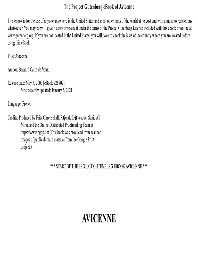 Avicenne, Par Le Baron Carra de Vaux | PDF
