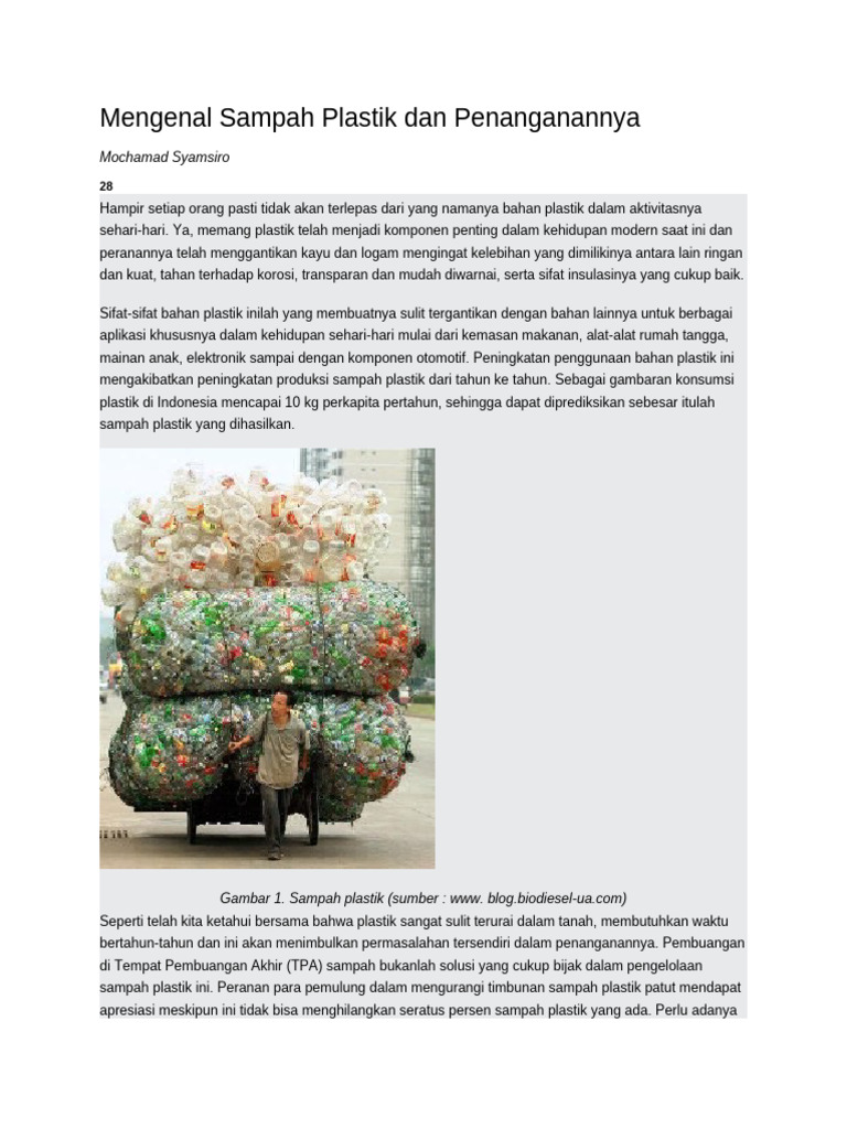 Mengenal Sampah Plastik Dan Penanganannya | PDF
