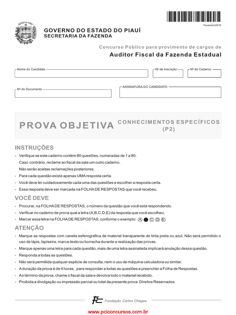 Prova Auditor Fiscal Conhec Espec | PDF | Impostos