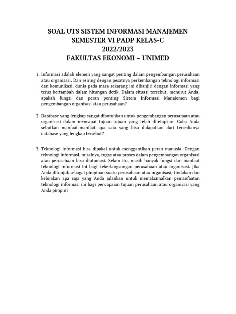 Soal Uts Sim | PDF