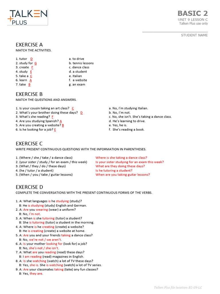 TP B2 U9 LC Answer Key | PDF