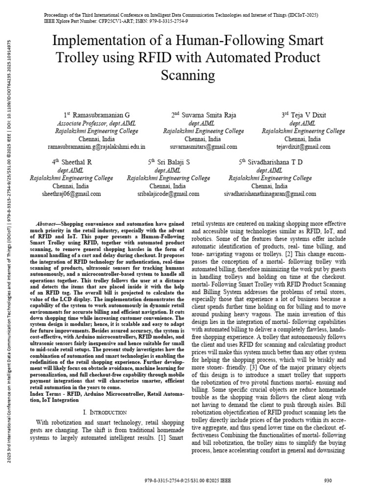 Implementation of A Human-Following Smart Trolley Using RFID With ...