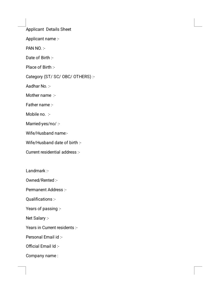 Applicant and Co-Applicant Details | PDF