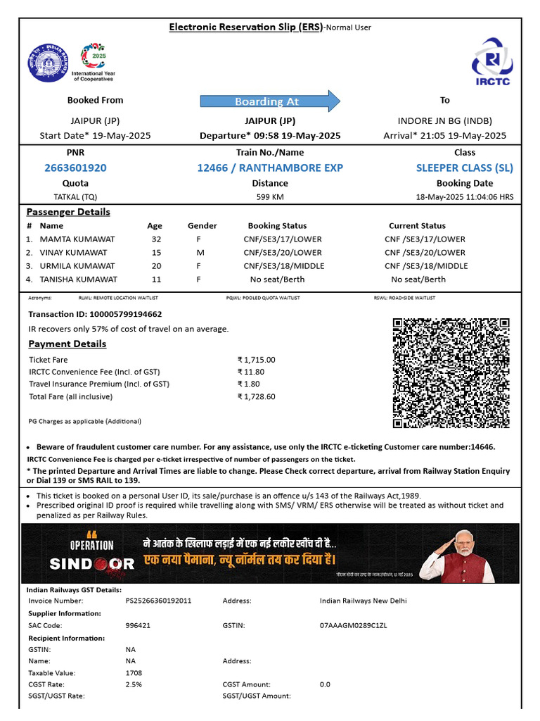 JP To INDB 18052025 Mamta Kumawat | PDF | Identity Document | Payments