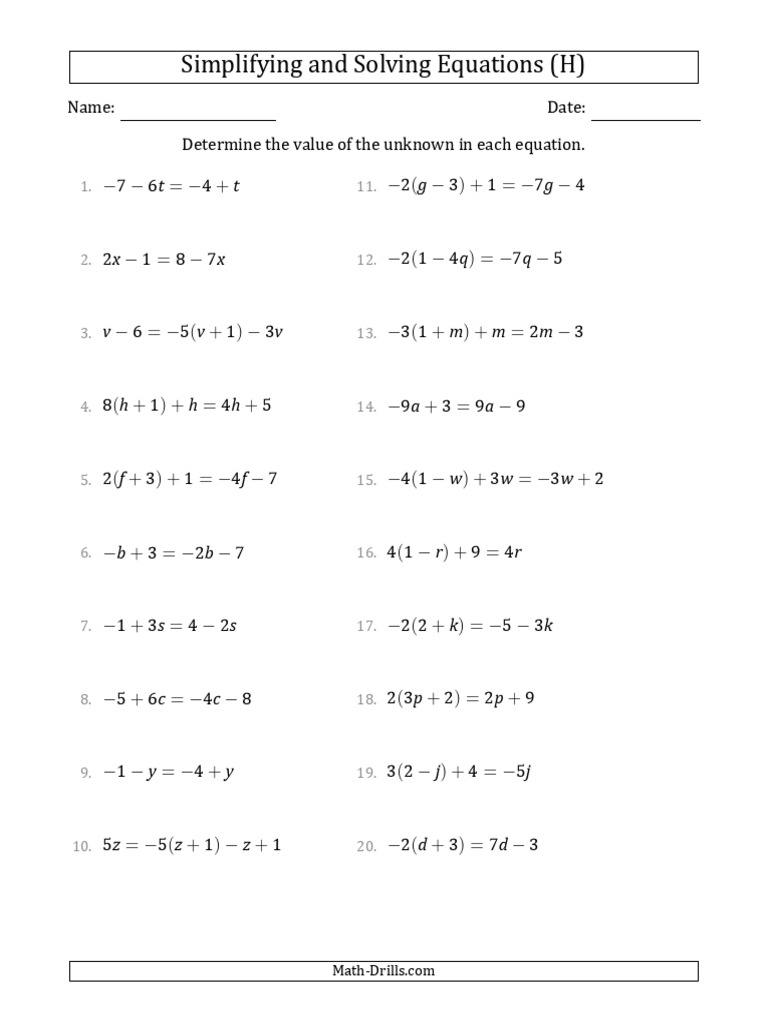 Algebra Linear Equations Combining Terms | PDF