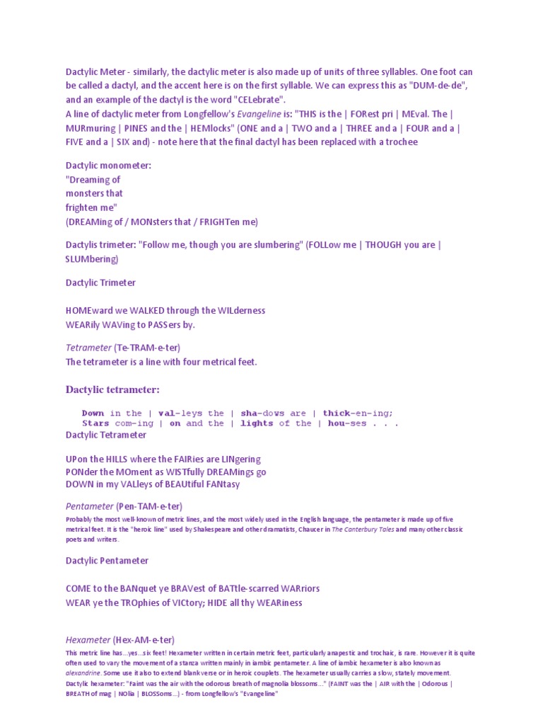 Understanding Dactylic Meter in Poetry | PDF