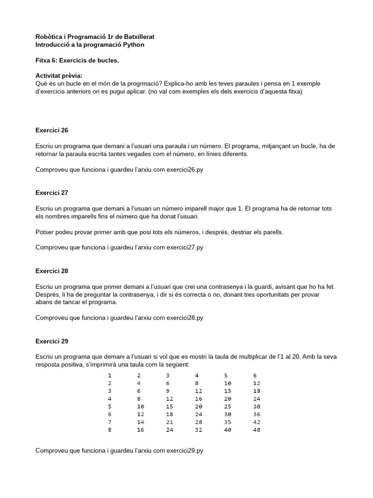 Fitxa 6 Python 2 | PDF