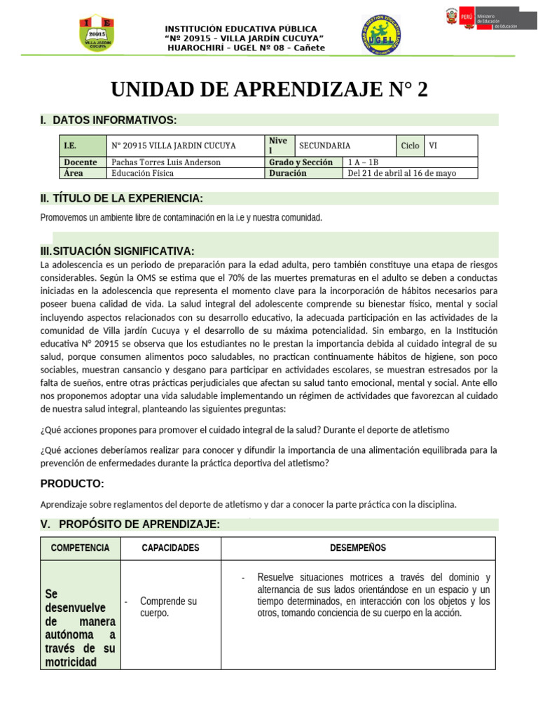 2° UNIDAD 1ro DE APRENDIZAJE | PDF | Aprendizaje | Enseñando