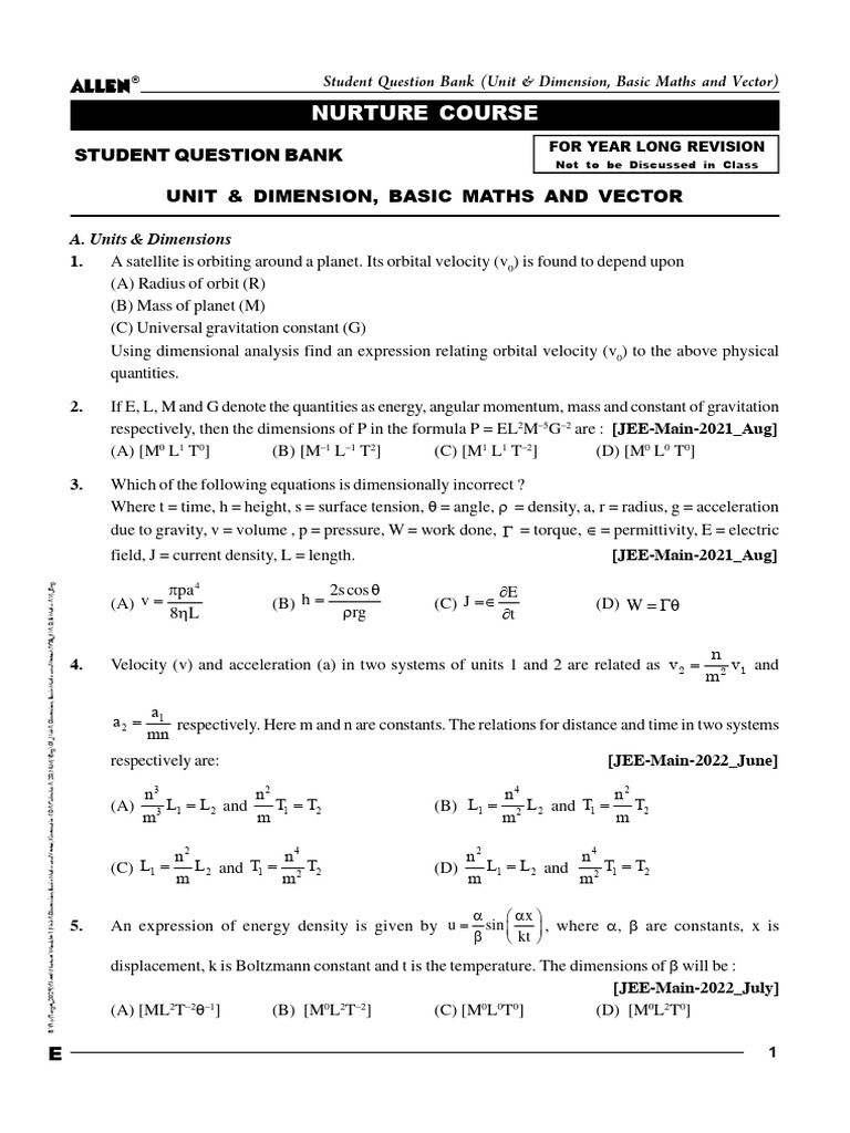 Unit & Dimension, Basic Maths and Vector SQB | PDF | Euclidean Vector | Orbit