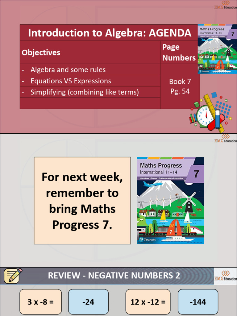 Week 12 - Intro To Algebra Lesson | PDF | Algebra | Equations