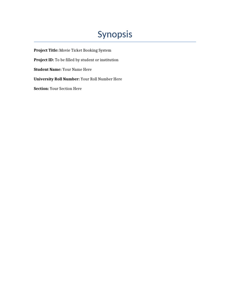 Movie Ticket Booking Synopsis Formatted | PDF | C++ | C (Programming ...