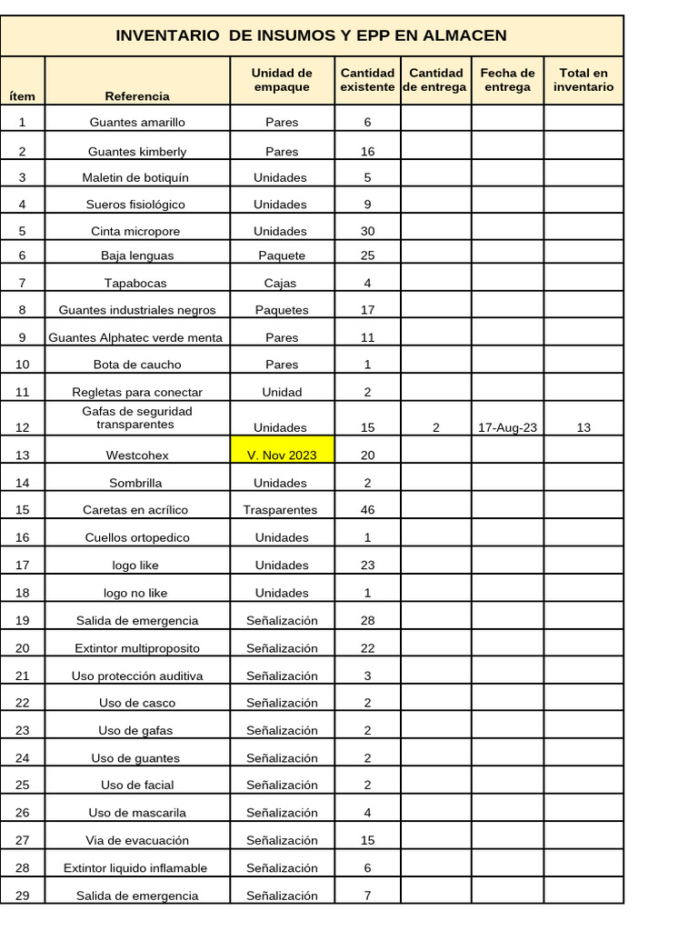 Inventario Insumos - Epp 2024 | PDF | La seguridad | Equipo