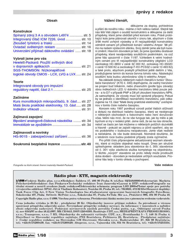 Zprávy Z Redakce: Obsah Vážení Čtenáři | PDF