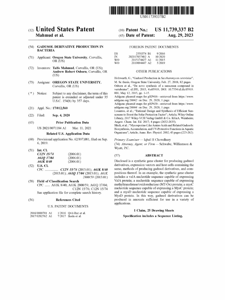US11739337 Patent Issues | PDF