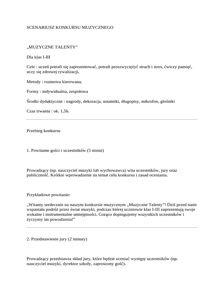 Konkurs Muzyczny | PDF