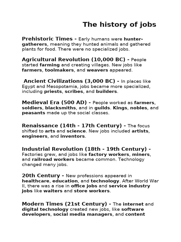 Evolution of Jobs Through History | PDF