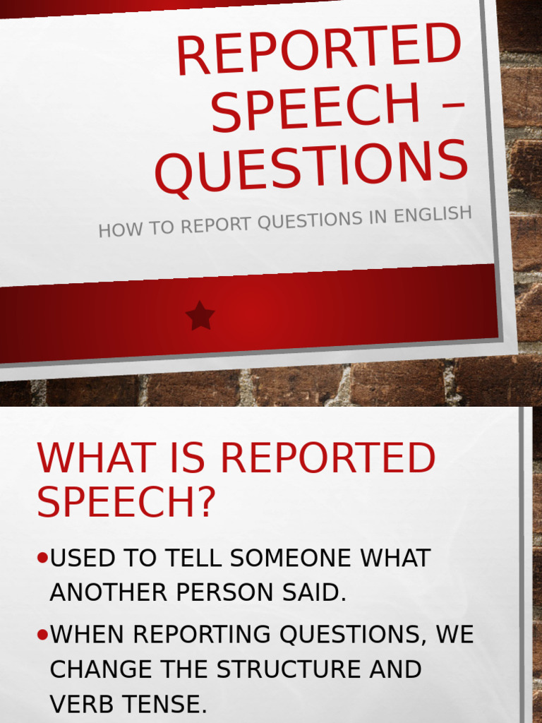 Reported Speech Questions | PDF