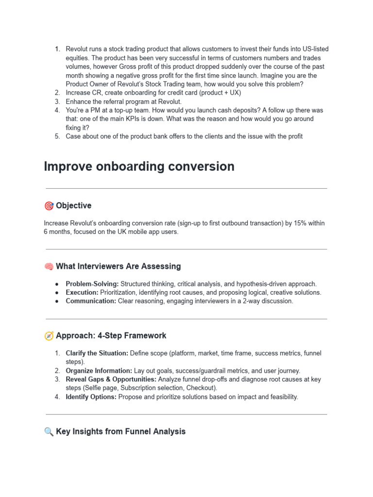 Revolut PM Interview Questions | PDF | Point Of Sale | Business