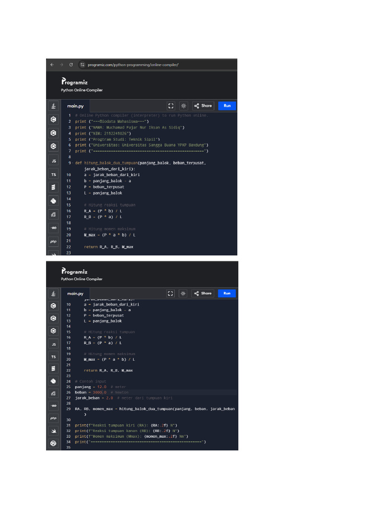 Tugas Algoritma & Pemrograman_Muchamad Fajar Nur Iksan As Sidiq_2112241026_Teknik Sipil | PDF