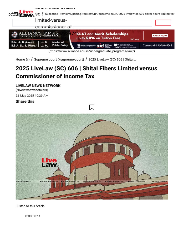 Shital Fibers Ltd. vs. Income Tax Commissioner | PDF