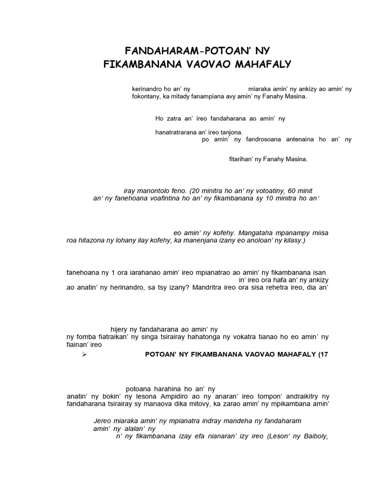 Fandaharam-Potoana FVM | PDF