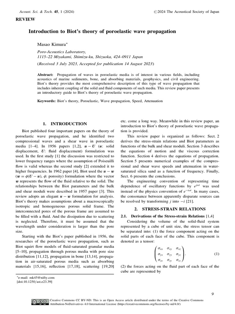 Introduction To Biots Theory Of Poroelastic Wave Propagation Pdf Waves Porosity