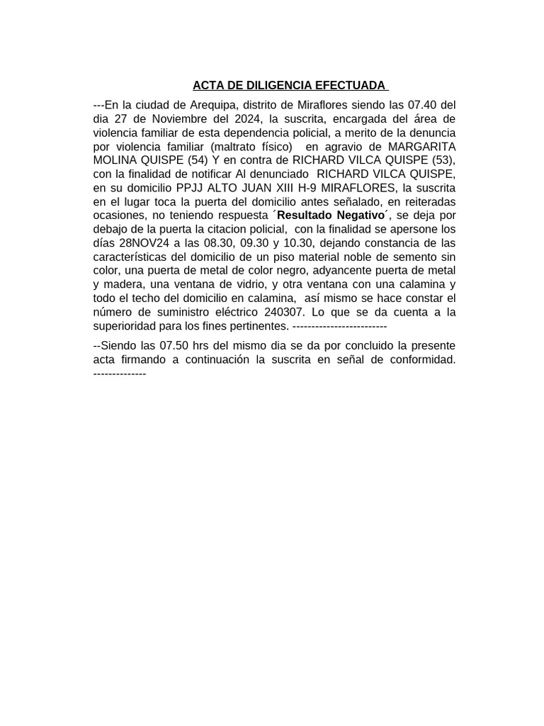 Acta de Diligencia Efectuad1 | PDF