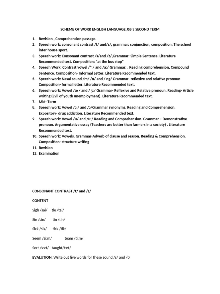 ENGLISH jss3 2nd Term Revamp | PDF | Subject (Grammar) | Pronoun