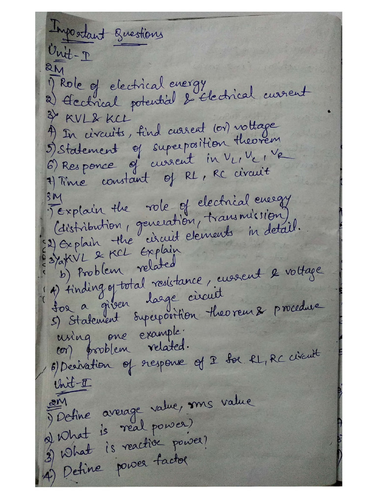 BEEE Important Questions | PDF