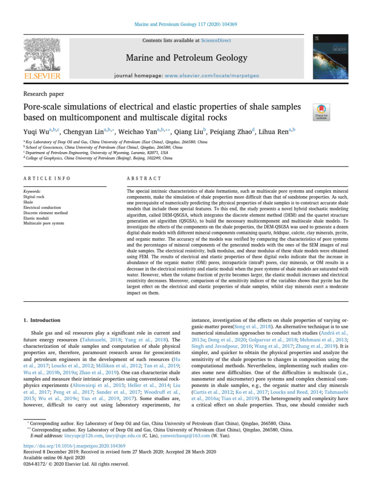 Pore-Scale Simulations of Electrical and Elastic Properties of Shale ...