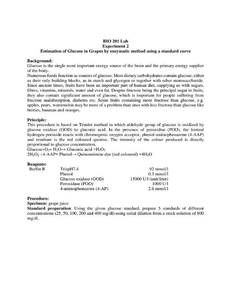 Protocol Exp - 2 Glucose | PDF