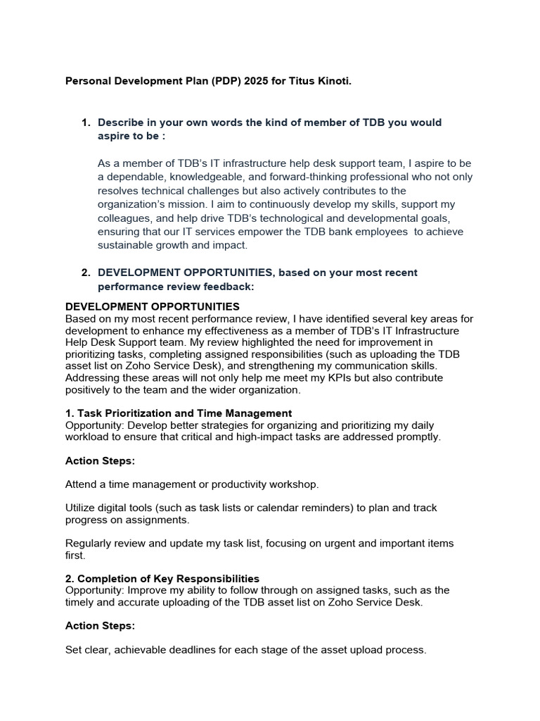 Personal Development Plan-TITUS | PDF | Cisco Certifications | Time ...
