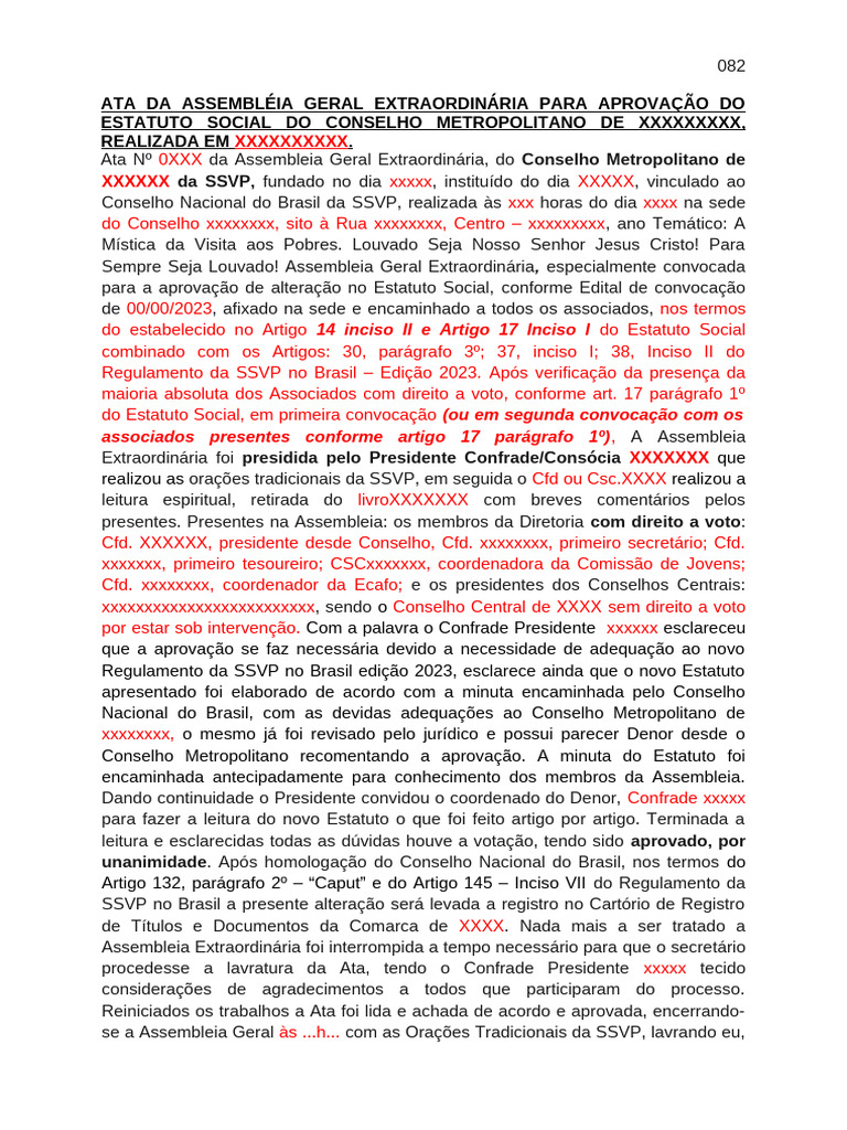 Modelo de Ata para Aprovacao de Estatuto | PDF | Conselho de Segurança ...