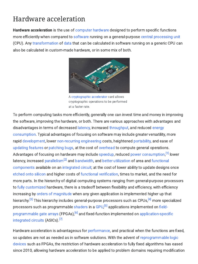 Hardware Acceleration - Wikipedia | PDF | Central Processing Unit ...