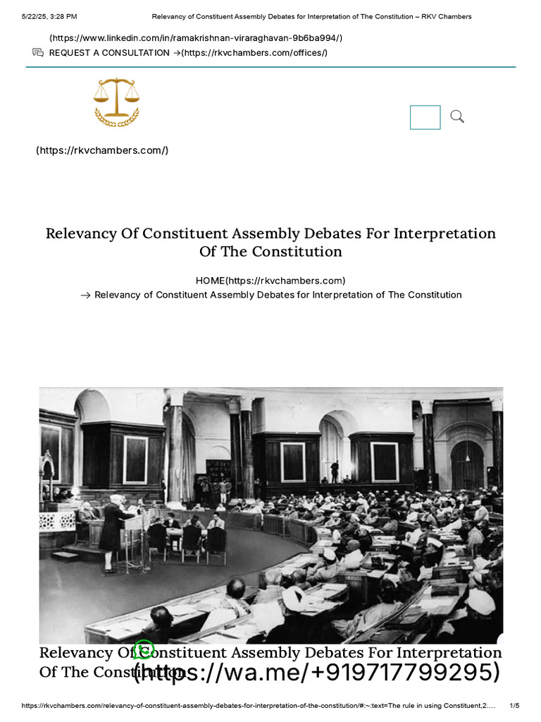 Relevancy of Constituent Assembly Debates For Interpretation of The ...
