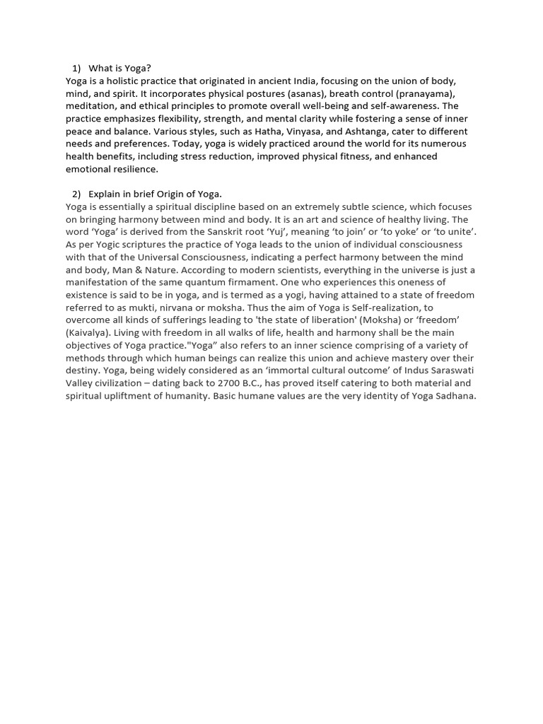 Yoga and Art of Living Practice Ques | PDF | Yoga | Meditation