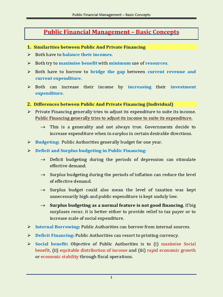 CPD - 2 Notes - 4 - Public Financial Management - Basic Concepts | PDF ...