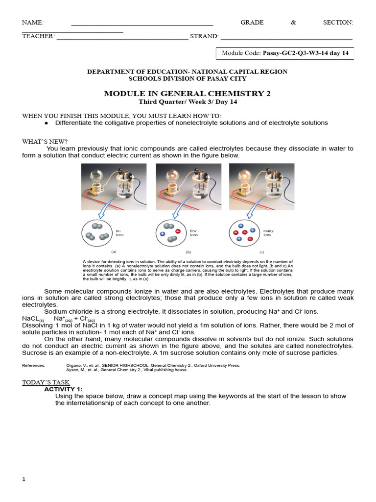 PASAY GC2 Q3 W3D14.docx 1 | PDF | Ion | Electrolyte