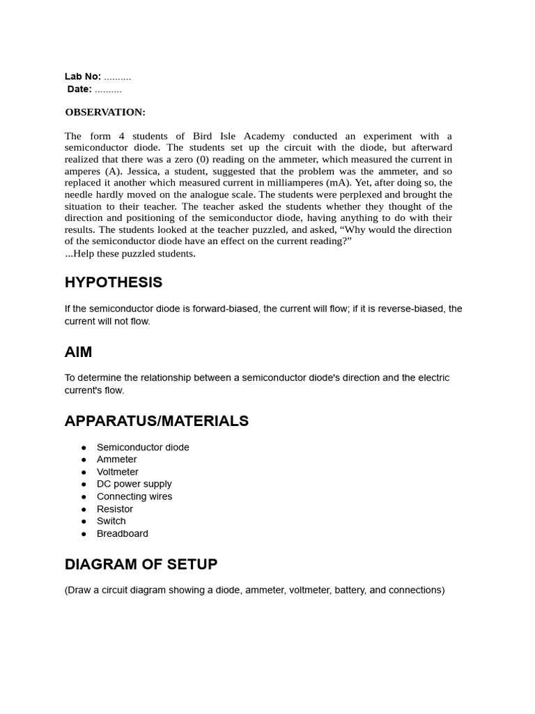 Diode Orientation and Current Flow Experiment | PDF | Diode | Voltage