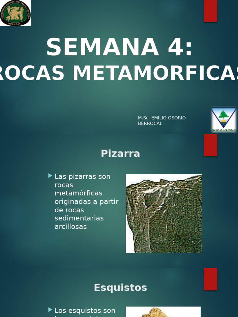 Semana 4 - Rocas Metamórficas | PDF | Roca (geología) | Minerales