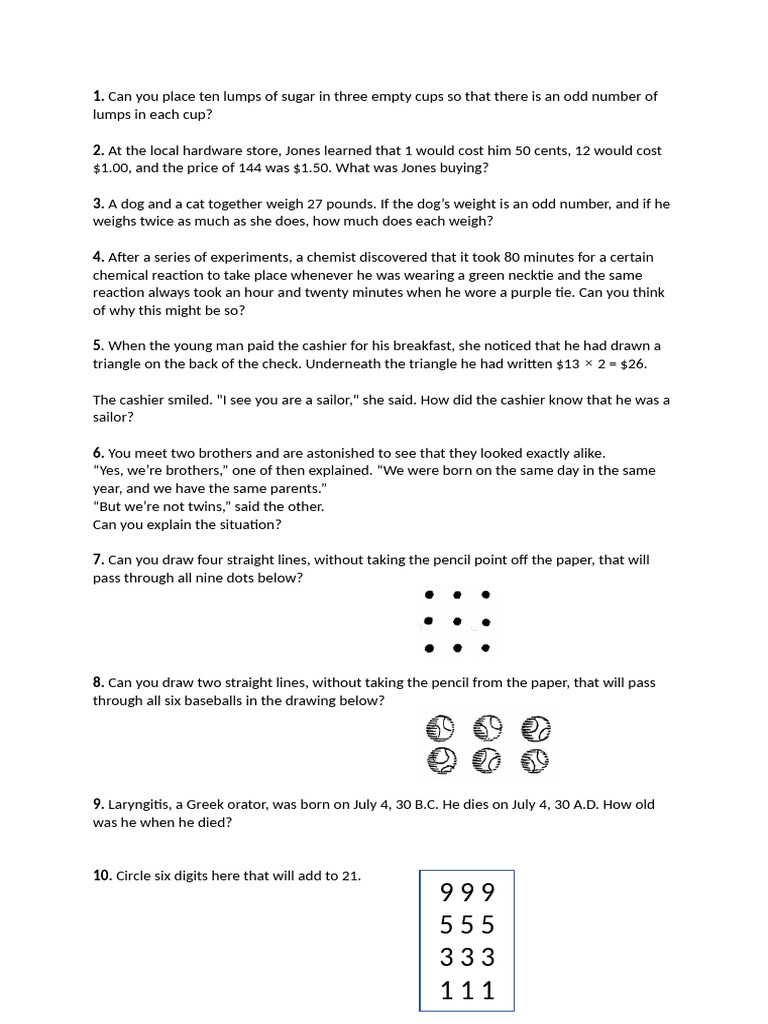 Random math questions | PDF