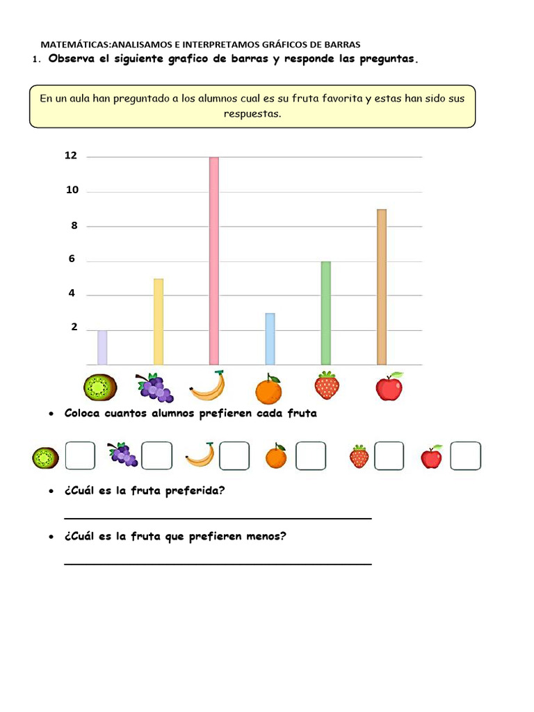 Ficha Gráfico de Barras 1 A | PDF