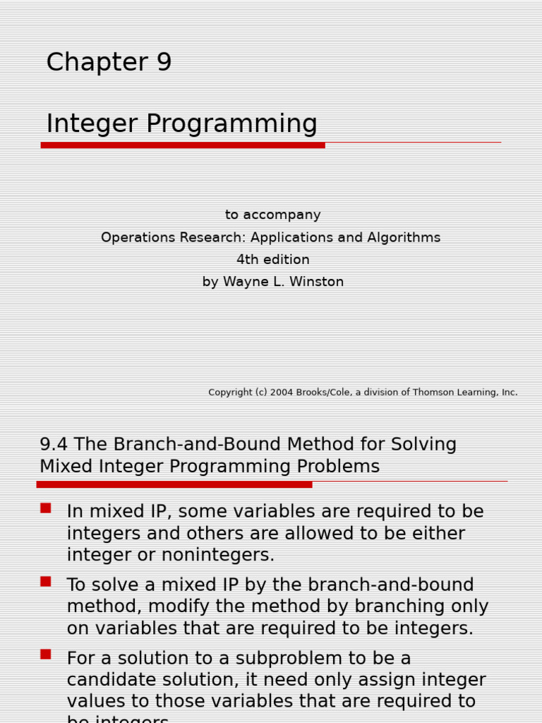 Branch-and-Bound in Integer Programming | PDF | Computer Science ...