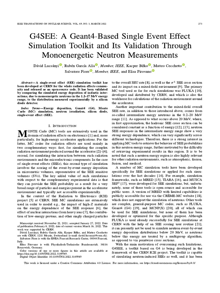 G4see A Geant4 Based Single Event Effe Pdf