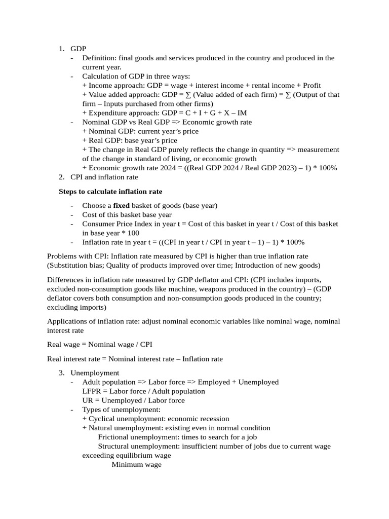 Understanding GDP, CPI, and Economic Policies | PDF | Gross Domestic ...