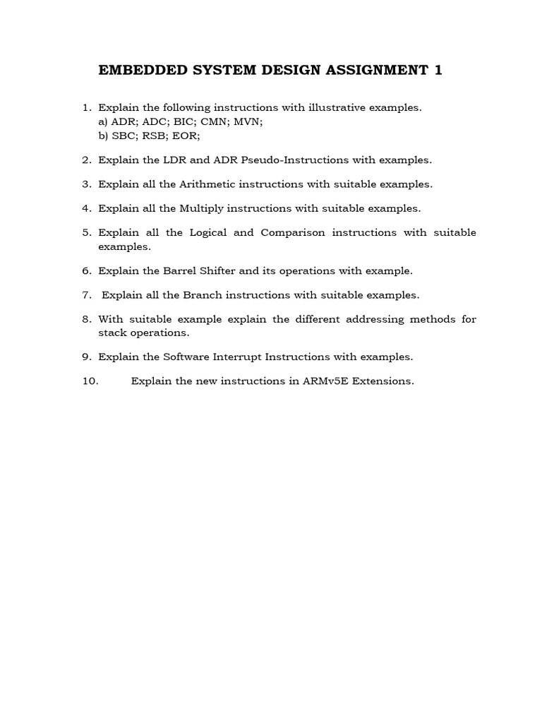 Embedded System Design Assignment 1 | PDF