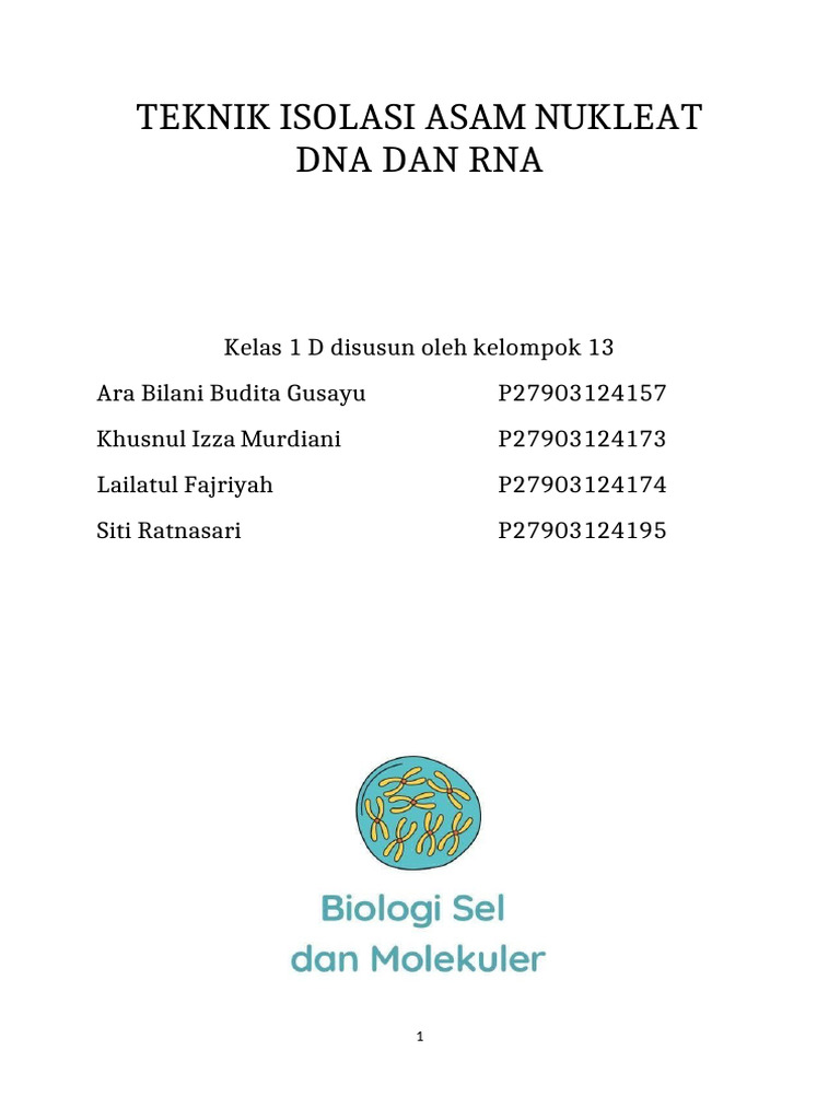 1D 13 Teknik Isolasi Asam Nukleat DNA Dan RNA | PDF