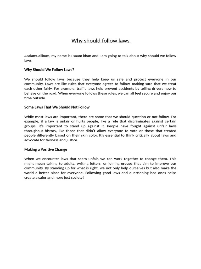 Importance of Following Laws for Justice | PDF